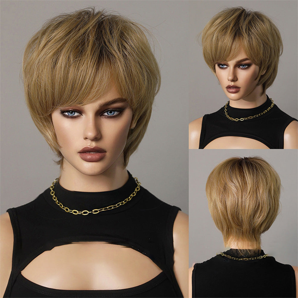 Ins Hot Womens Short Curly Blonde Brown Hair For Everyday Use Wigyy