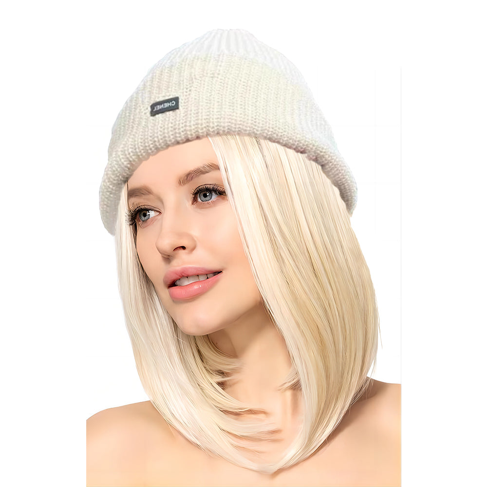 Beanie Hats for Women with Hair Wig Attached Winter Hats Knit Cap – Wigyy