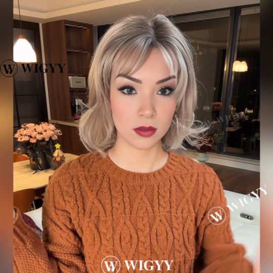 Wigyy Curl Daily Use Shoulder Length Elegant Wig with Bang