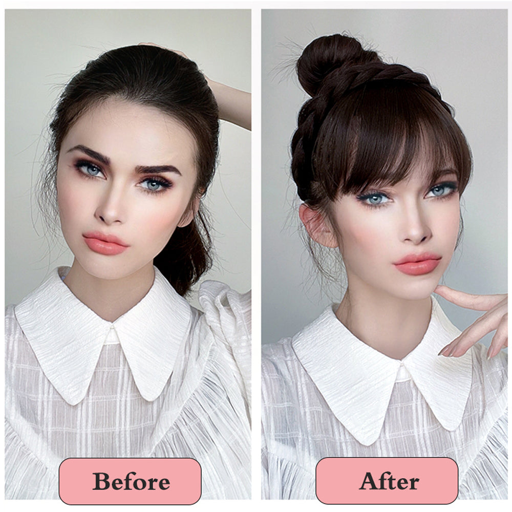 Natural Synthetic Headband With 100% Human Hair Bangs Wig Braid Headb ...