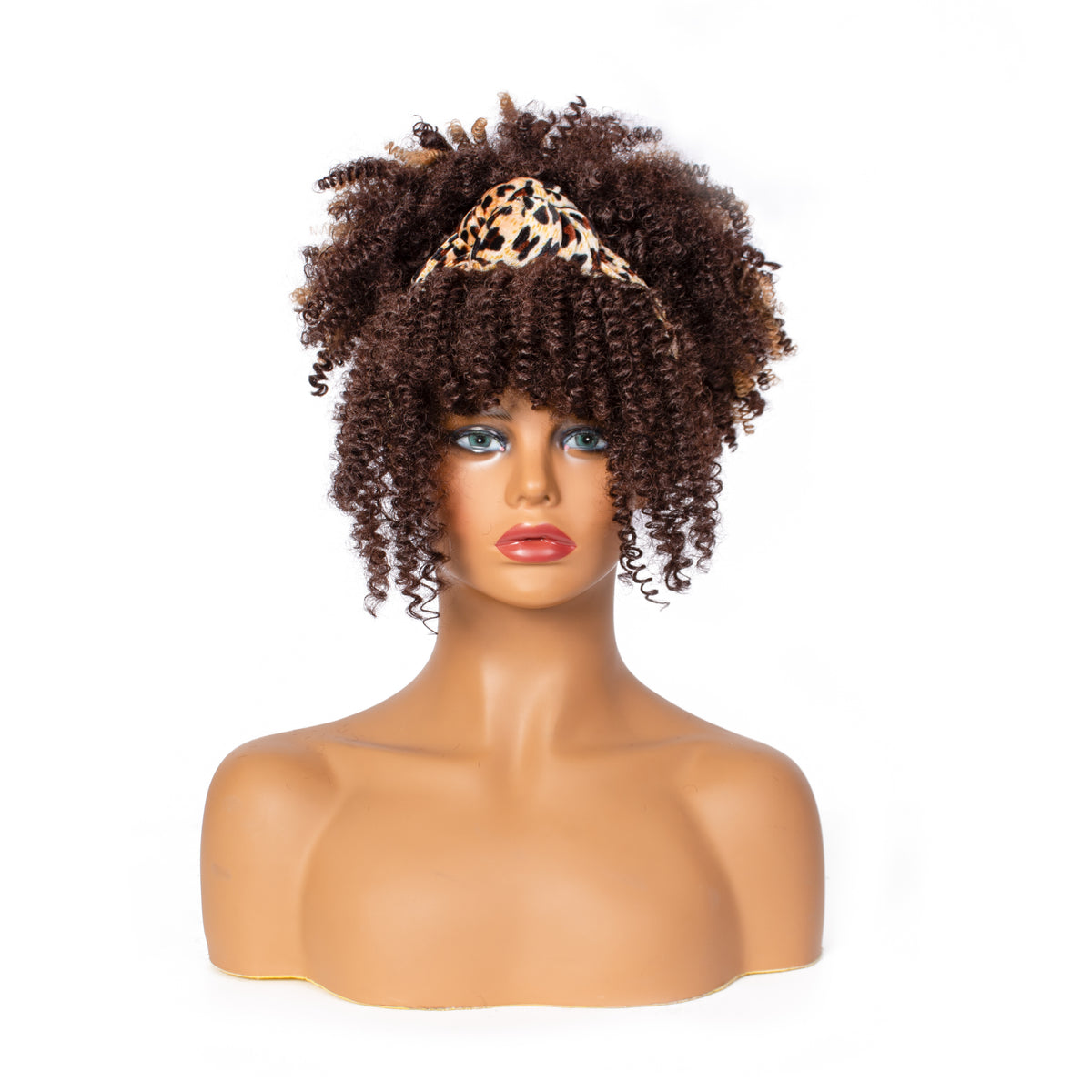 Hot Sexy Kinky Curly Mixed Brown Wigs with Leopard Headband – Wigyy